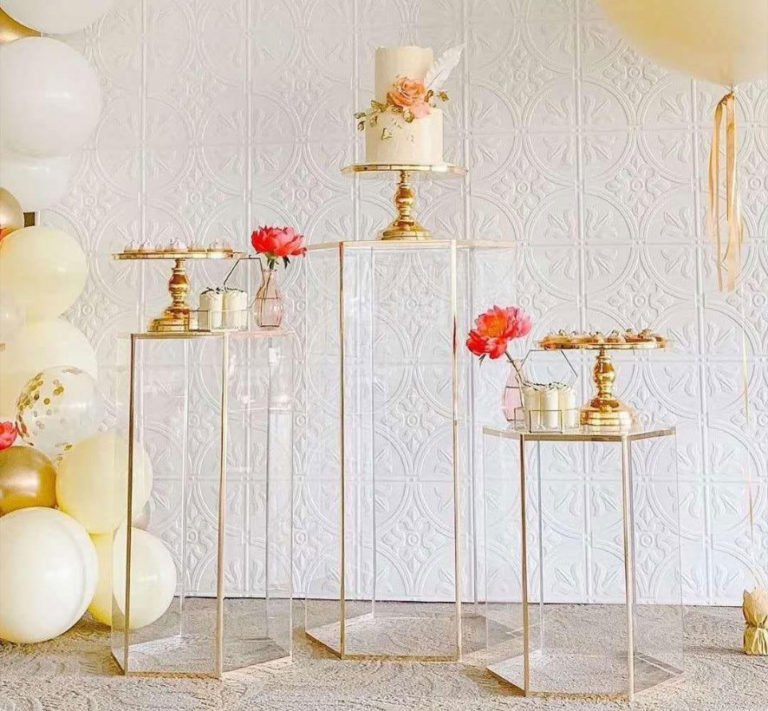 Hexagon Acrylic Clear Plinths | Event Decor Supply